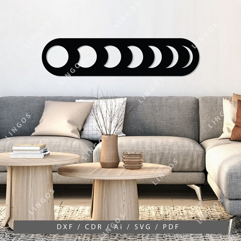 Lunar Phases Design Laser Cut Svg Dxf Files Wall Sticker - Etsy