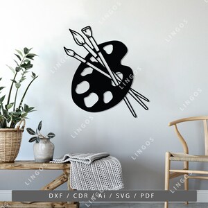 Paint Palette SVG, Paint Brush Silhouette, Palette Wall Art, Painter ...