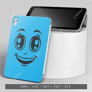Cartoon Face Vector, Smile SVG, Emoji Pdf File, Funny Eyes DWG, Dxf ...