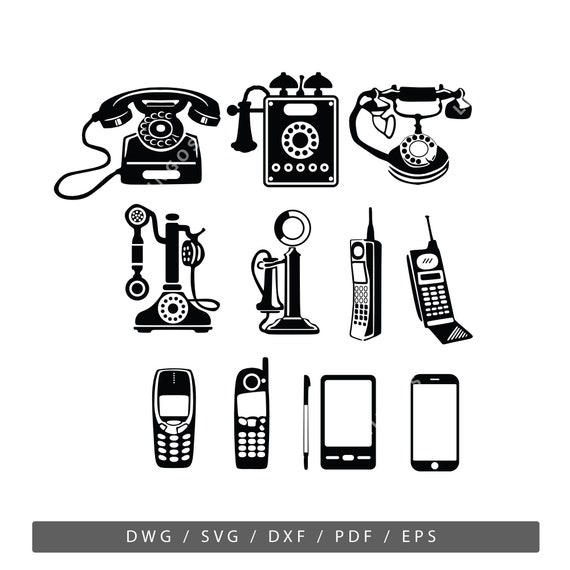 Telephone Bundle Svg Smartphone Digital Files Phone Vector | Etsy