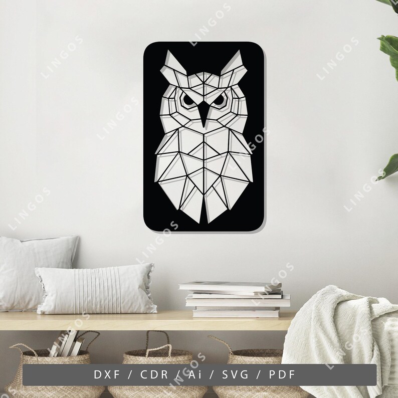 Geometric Owl Wall Art | Modern DXF SVG Laser Cut File - Etsy
