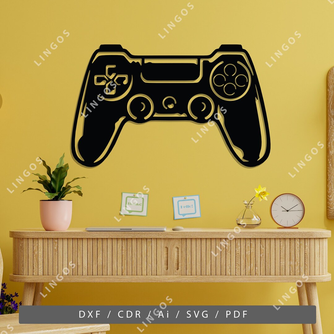Game Console Vector, Game Controller SVG, Game Room Wall Sticker, Laser ...