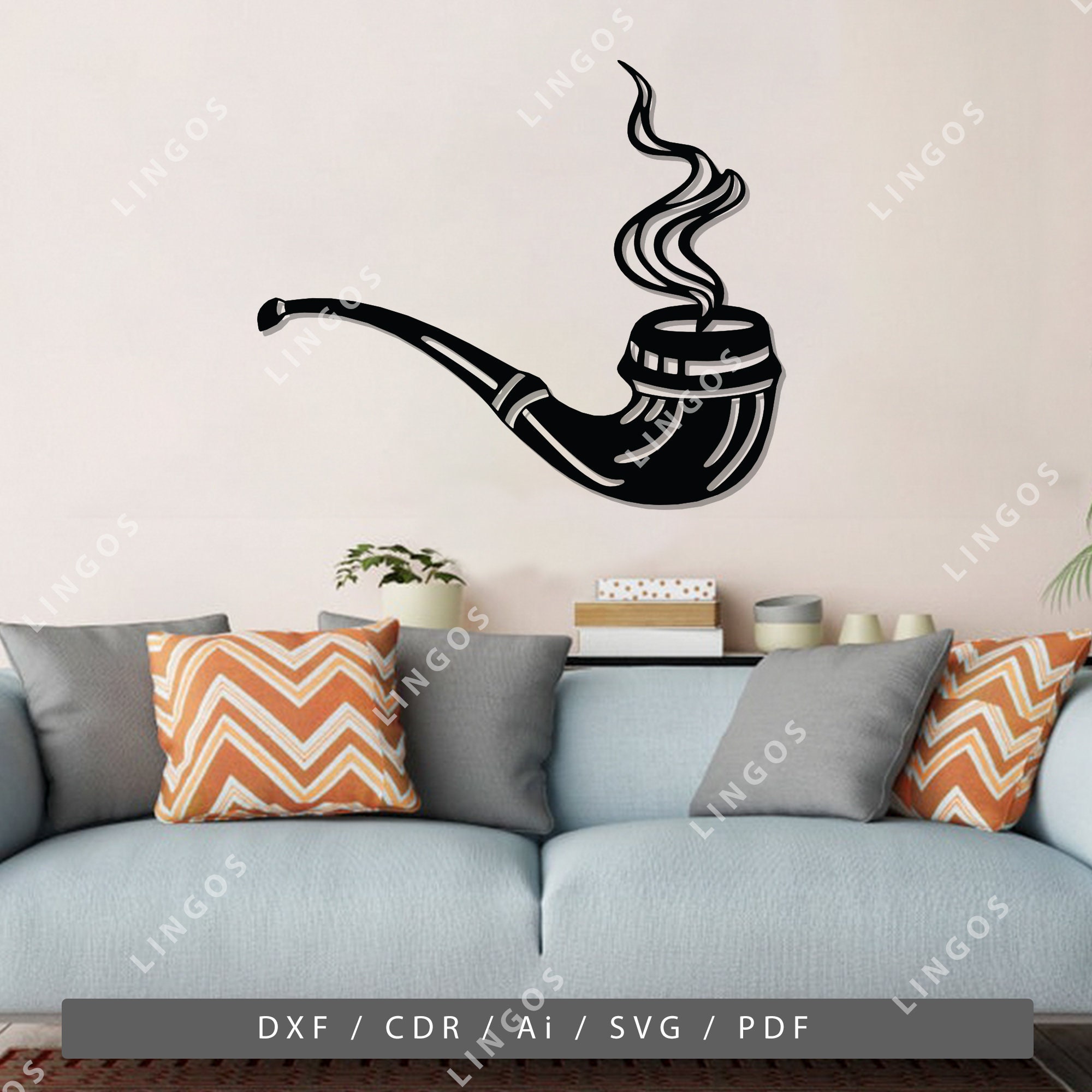 Pipe Design Dxf Smoking Pipe Wall Art Smoke Laser Cut Wall - Etsy