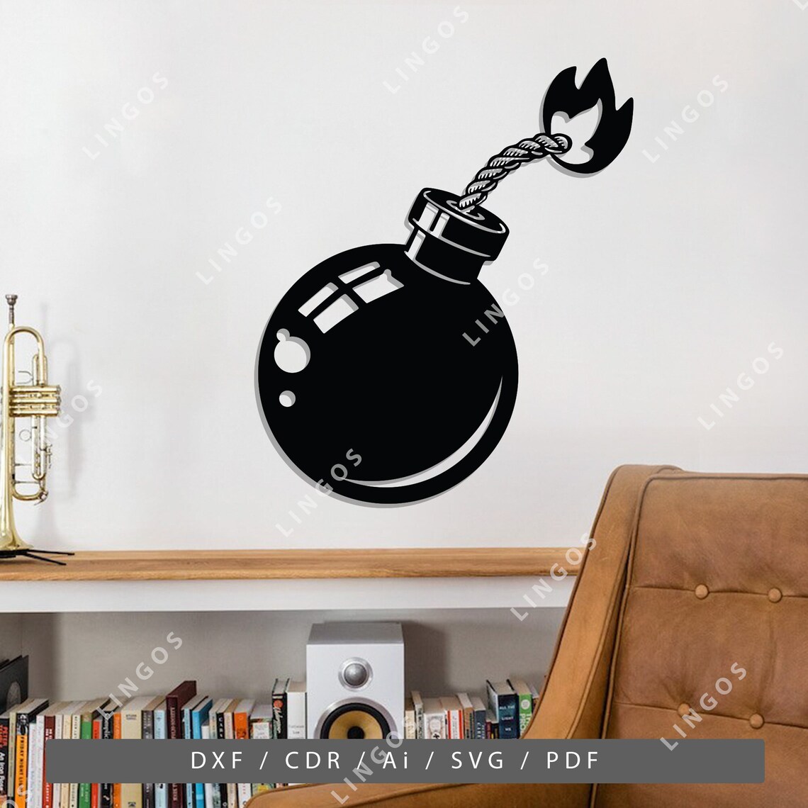 Bomb DXF File Pdf Ai SVG Cdr Wall Decor Vector Laser | Etsy
