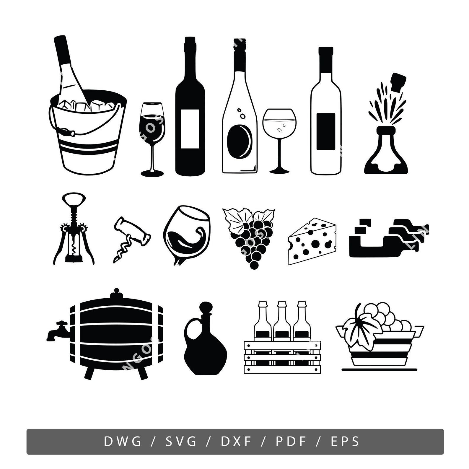 Wine Vector Alcohol Bundle SVG Wine Glasses DXF Drinking - Etsy