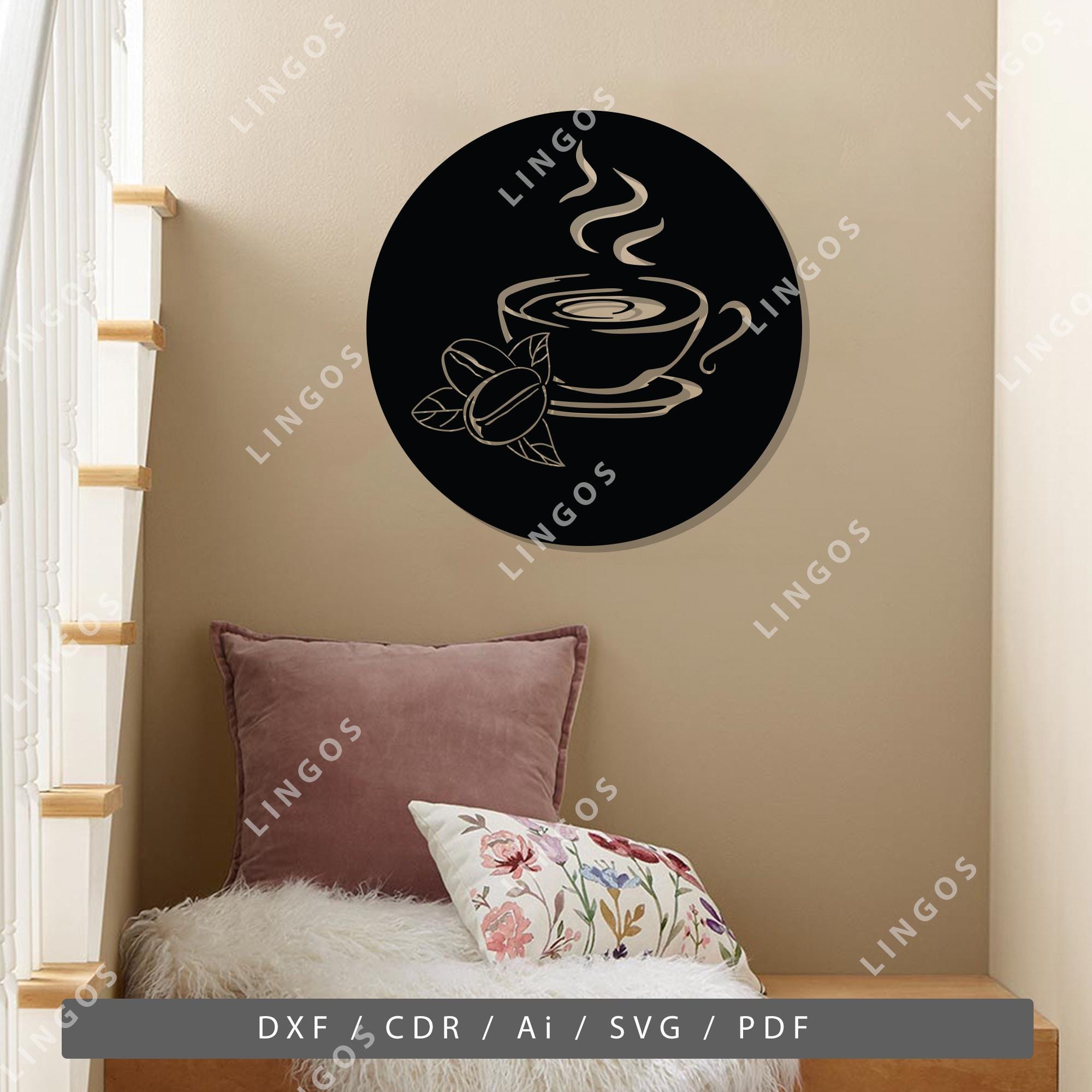 Coffee Cup Wall Art DXF, Café Decor Metal Cut Svg File, CDR, Ai, PDF - Etsy