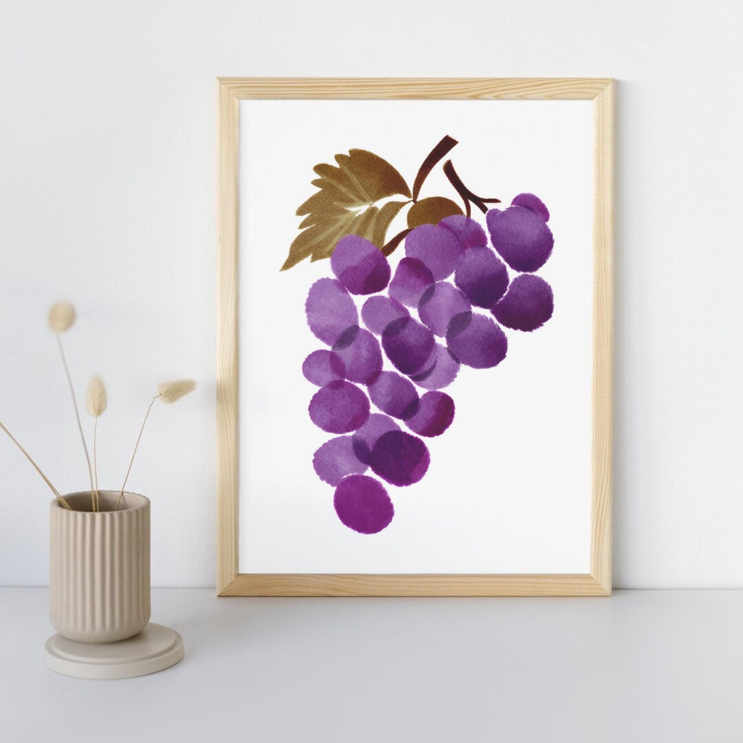 Grape Printable Wall Art, Fruit Poster, Watercolor Illustration ...