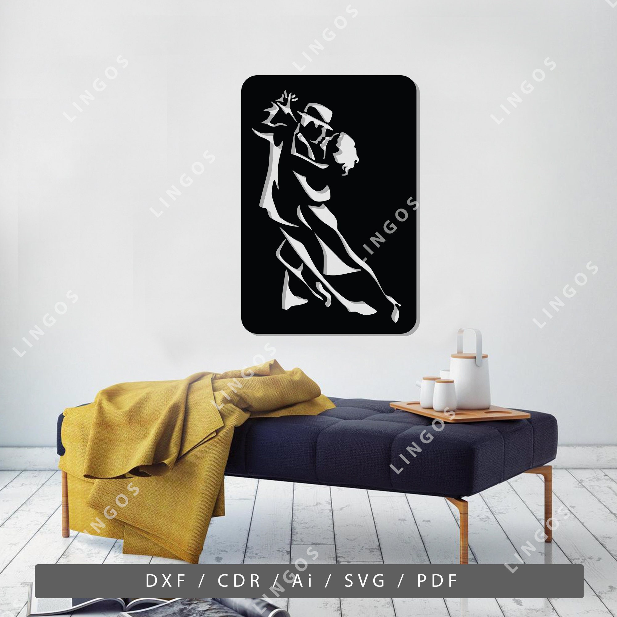 Tango Design Laser Cut Svg Dxf Files Wall Sticker Engraving | Etsy