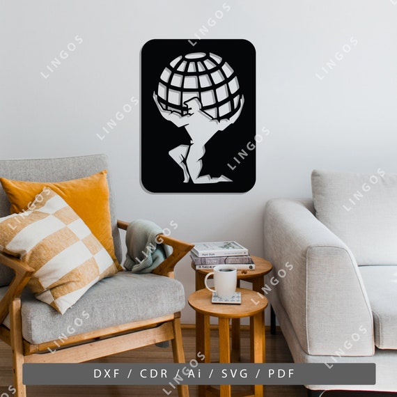 Atlas Statue Design Laser Cut Svg Dxf Files Wall Sticker - Etsy