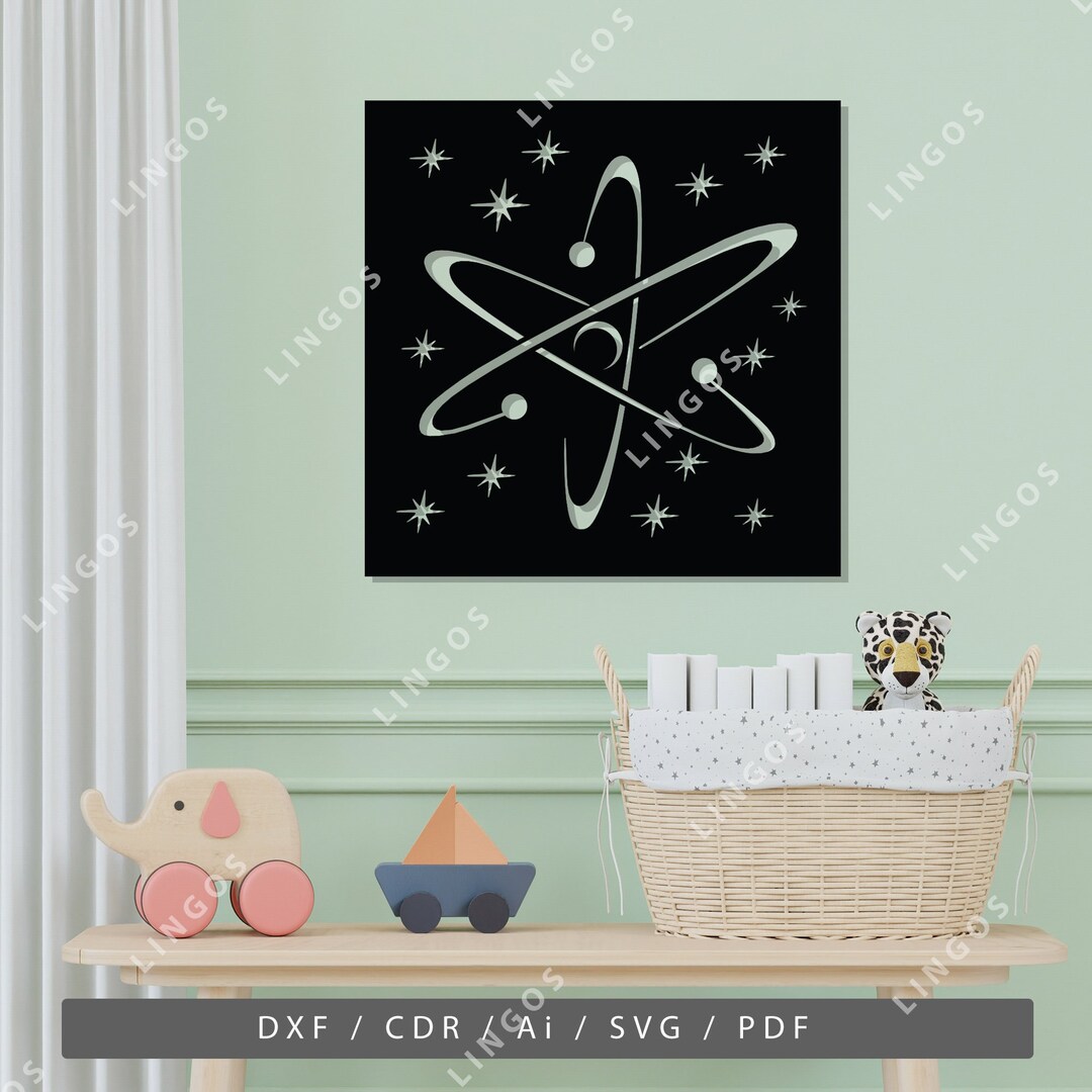 Atom Symbol Wall Decor, Science SVG, Atomic Vector, Quantum Physics ...