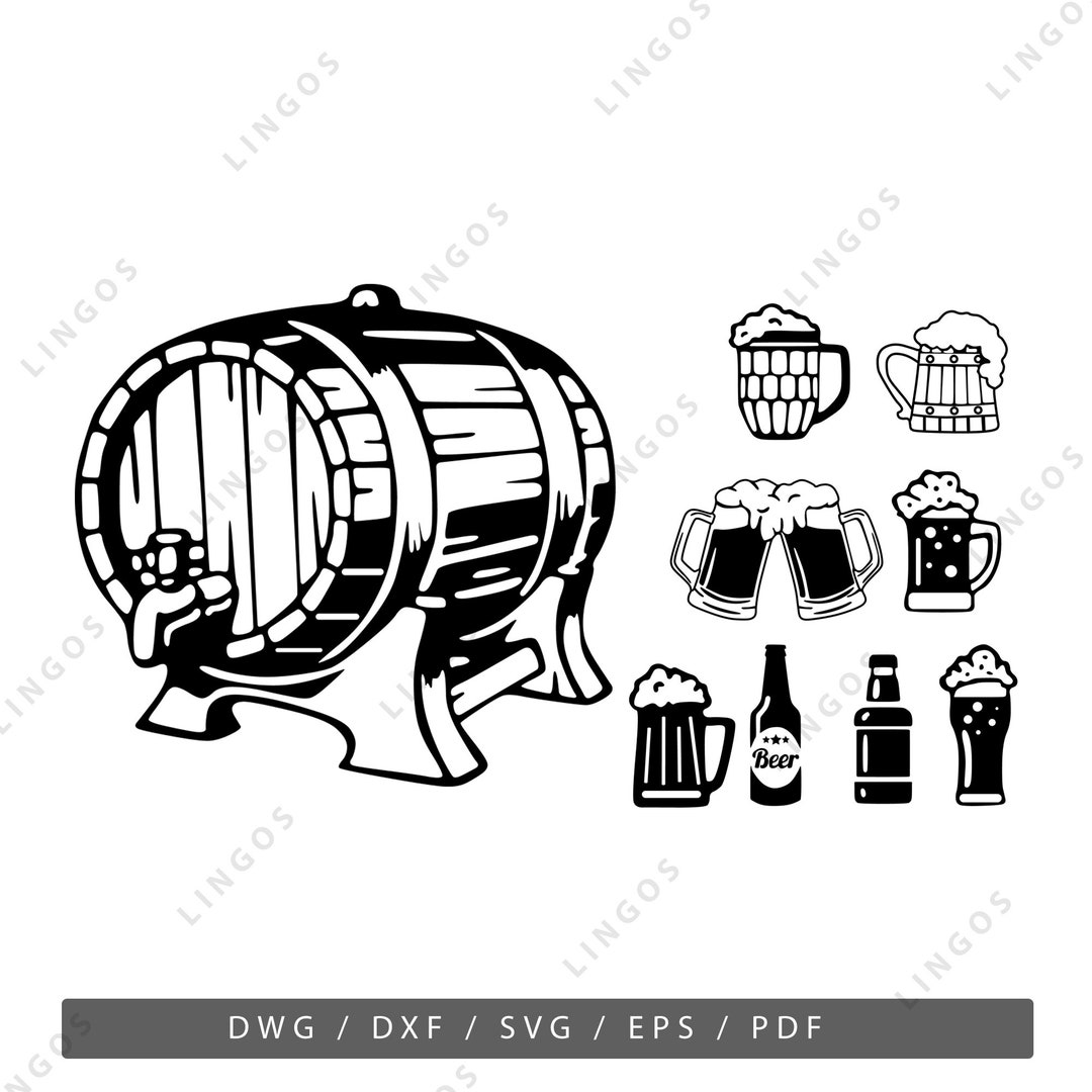 Beer SVG Bundle, Ale Vector, Barrel DWG, Beers Cheers Dxf, Beer Mugs ...