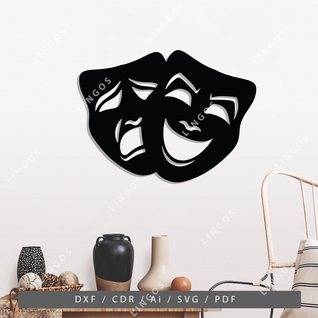 Sock and Buskin Svg, Theater Masks Wall Decor, Comedy and Tragedy DXF ...