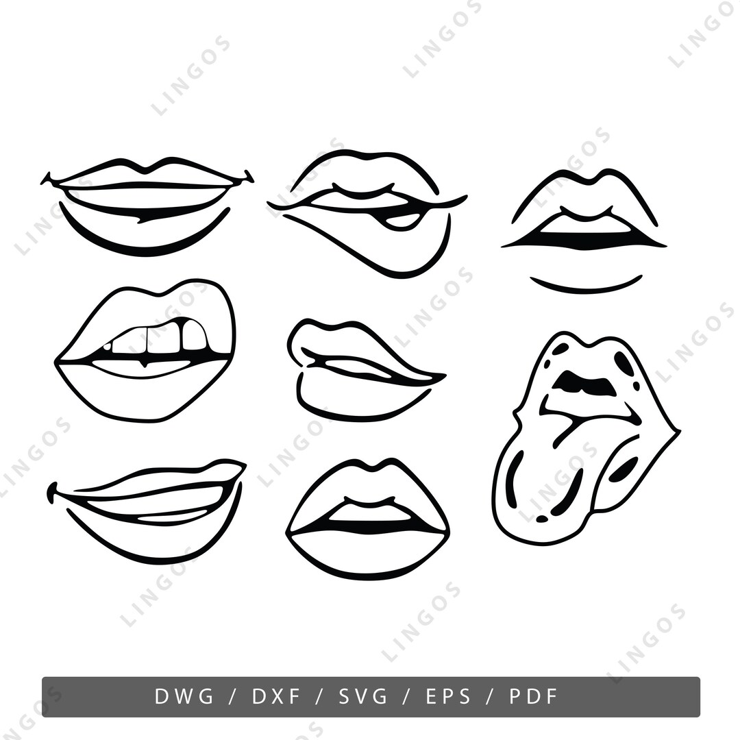 Lips Bundle Svg File,lips Vector Files, Biting Lips Digital Files, Lips ...