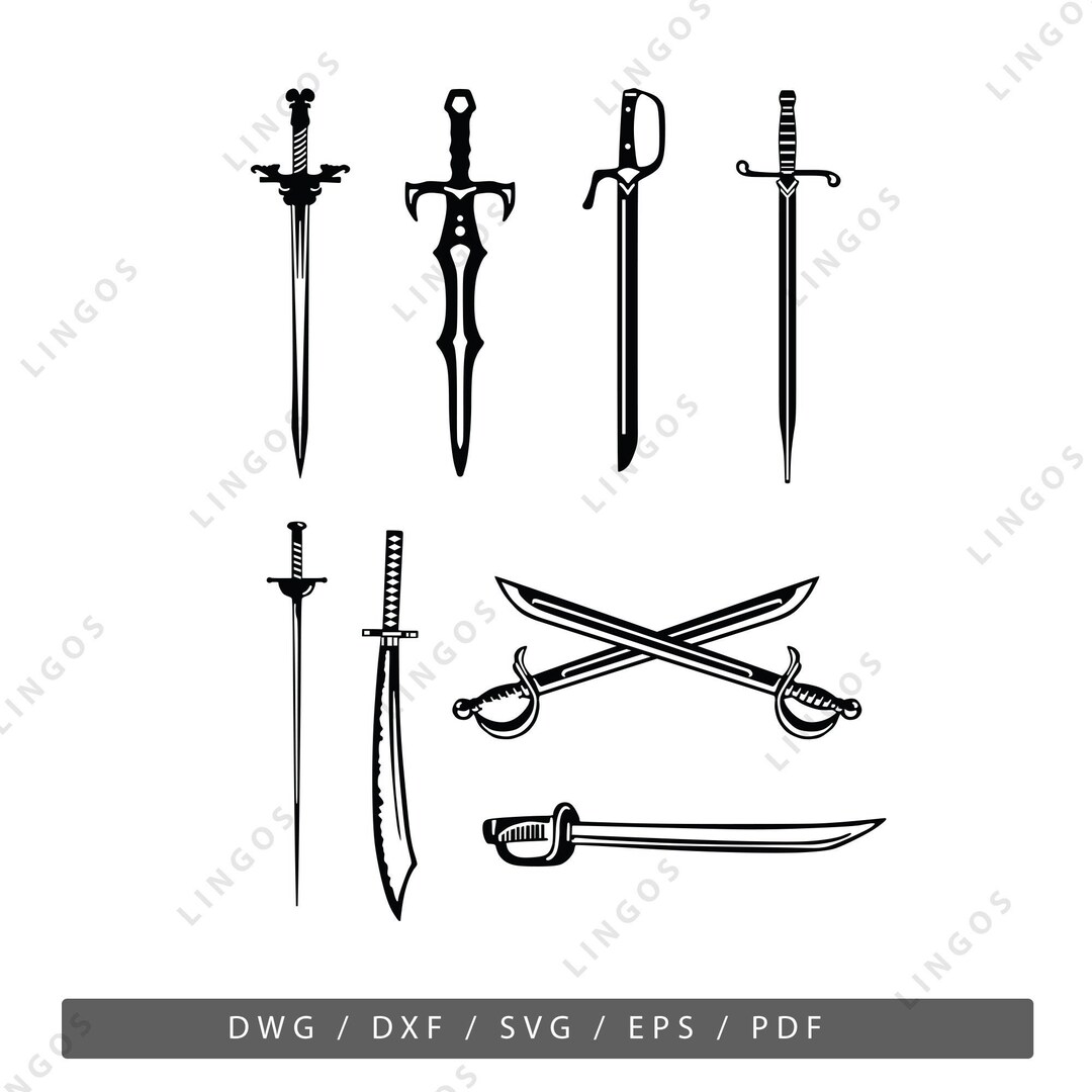 Sword Bundle SVG, Knife Vector,eps, Pdf, Dwg, Sword Clipart, Sword ...