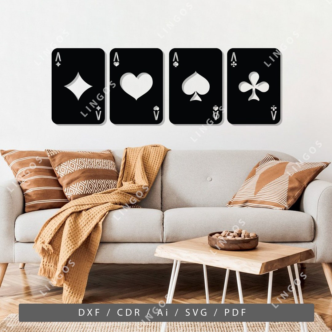 Playing Cards Design Aces Svg Dxf Files Wall Sticker Engraving Decal ...