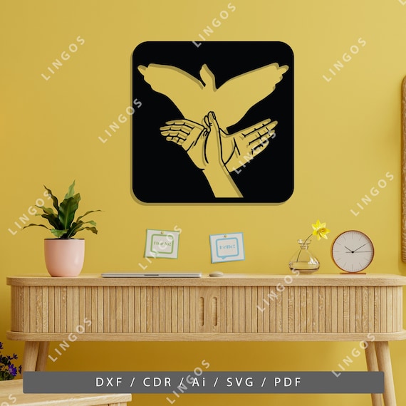Hand Shadow Bird Vector Finger Shadow Wall Art Animal | Etsy