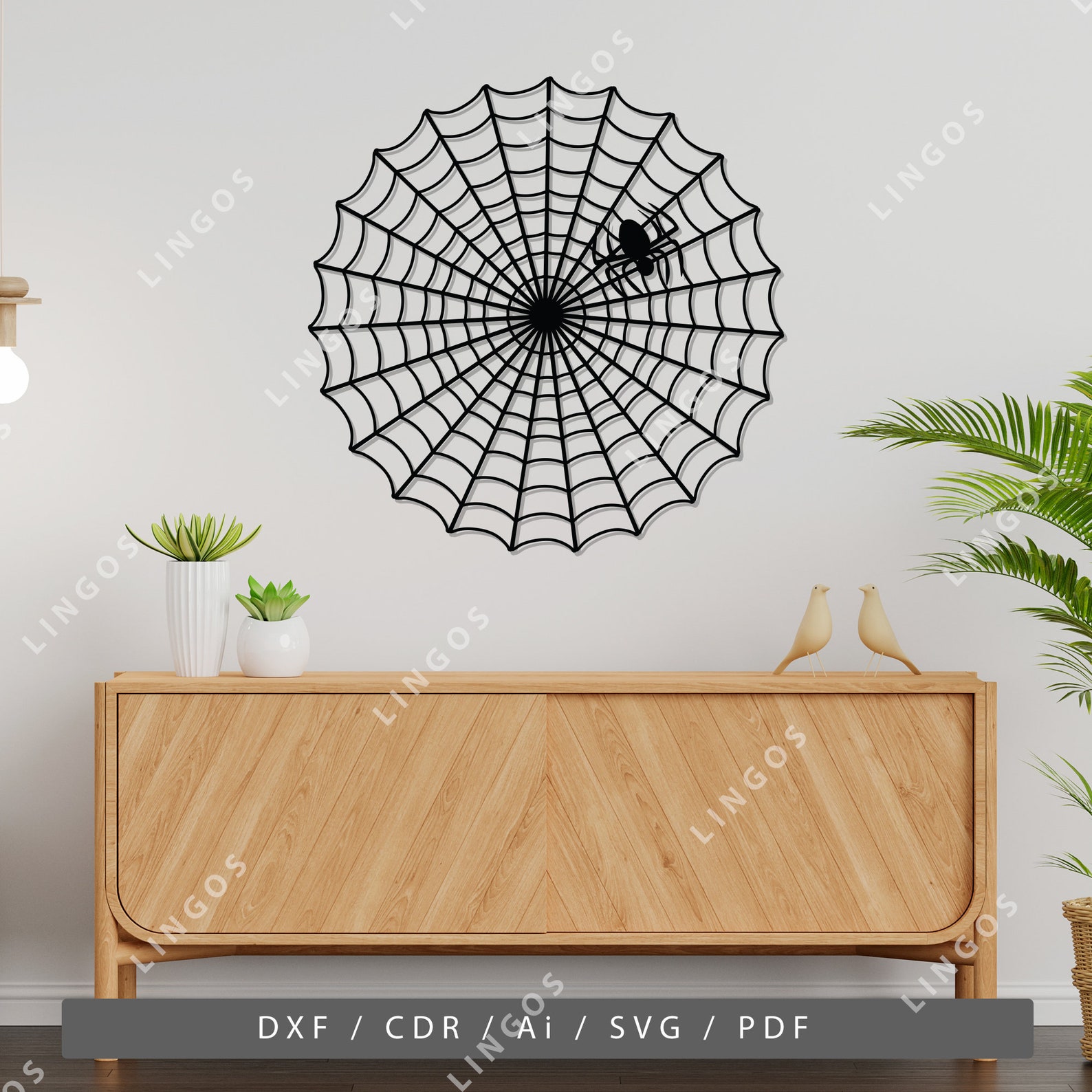 Spider Web Design Laser Cut Svg Dxf Files Wall Sticker - Etsy UK