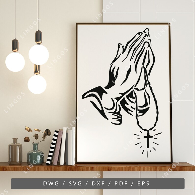 Praying Hand Vector: Religious SVG Bundle, Church Silhouette (digital ...