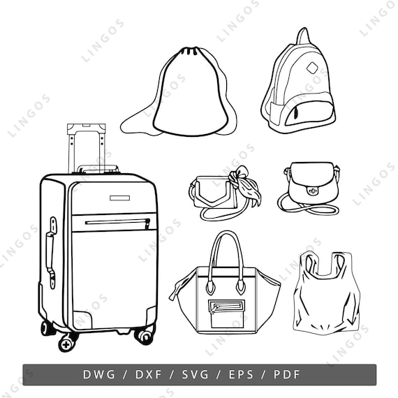 Bags SVG Bundle Suitcase Vector Sleeve Bag DWG File Pack | Etsy