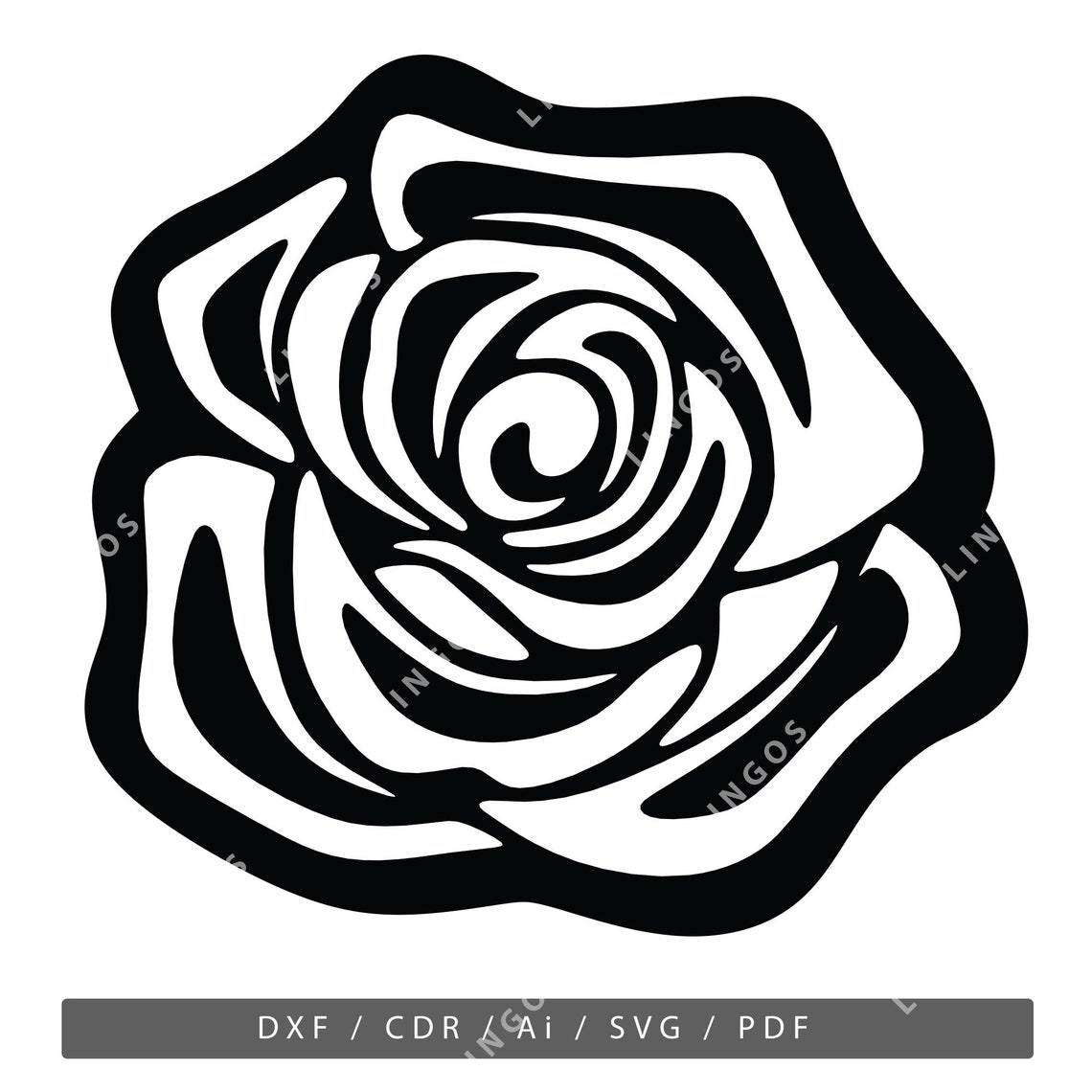 Rose Vector Flower DXF File Wall Decor Cnc Cutting Instant | Etsy