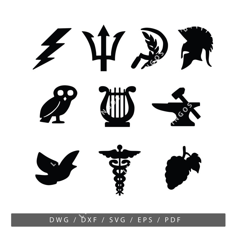 Greek Mythology Vector Art, Zeus, Poseidon, Laser Cut Files (svg, Eps ...
