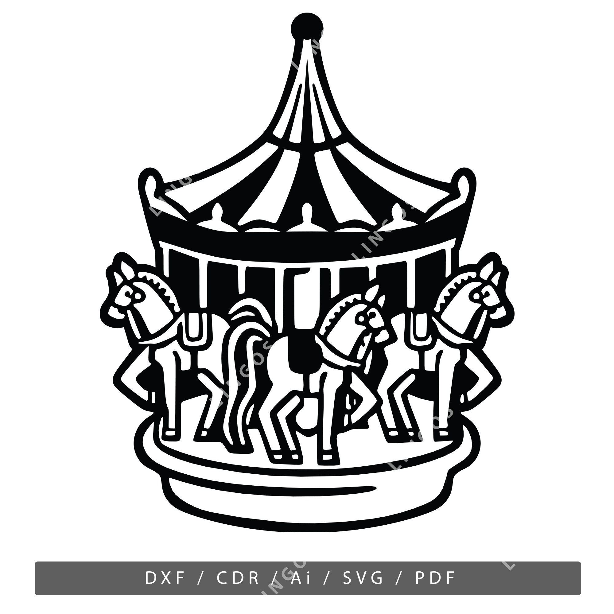 Carousel Wall Decor Silhouette Template Vector DXF SVG - Etsy