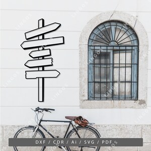 Destination Sign Vector, Arrow Wall Art, Road SVG, Travel DXF, Traffic ...