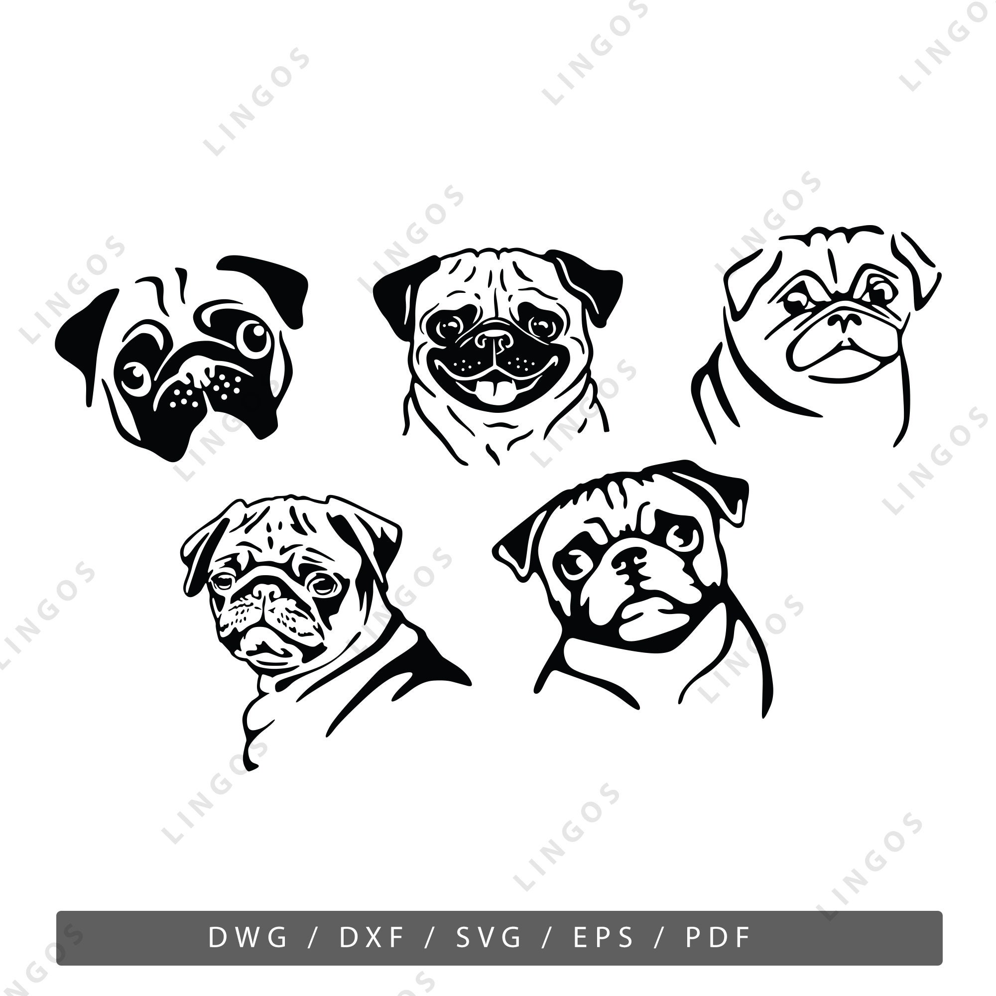 Pug SVG Fileanimal Bundle Vectordog - Etsy