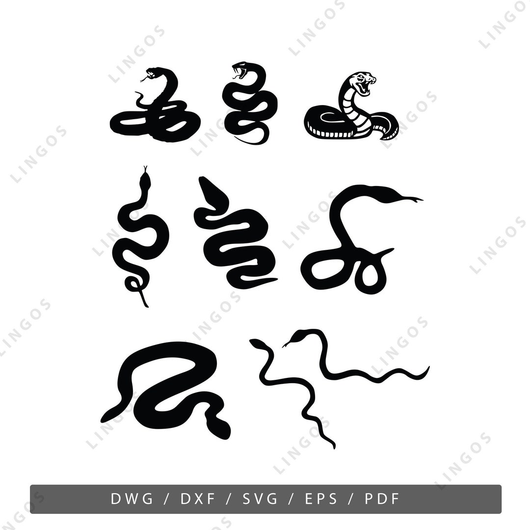 Snake Vector, Serpent SVG Bundle, Reptile Pdf File, Animal DWG, Dxf ...