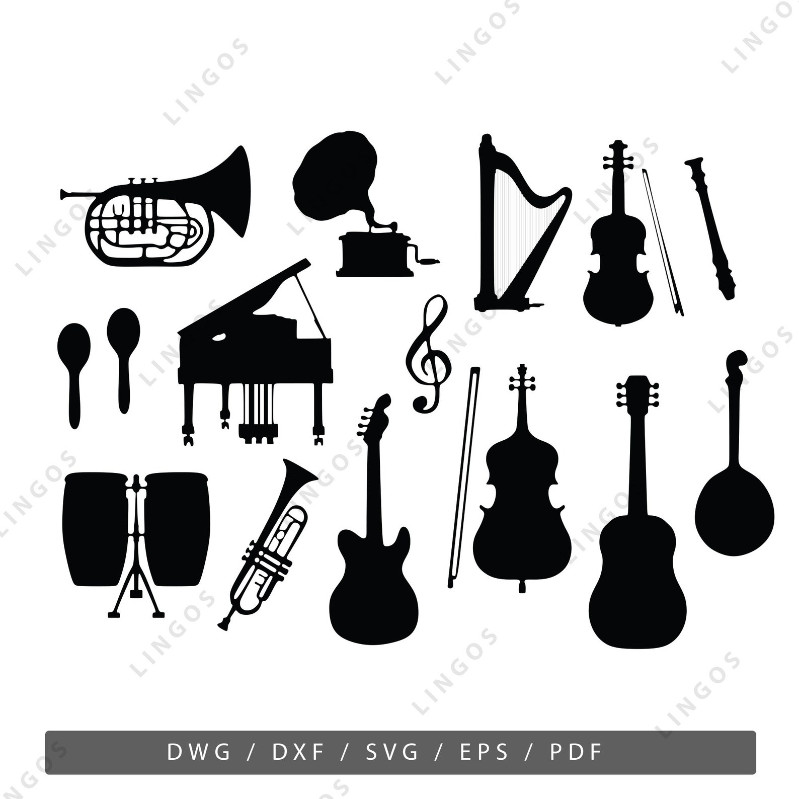 Instrument Svg Files Music Bundle Vector Guitar Digital - Etsy