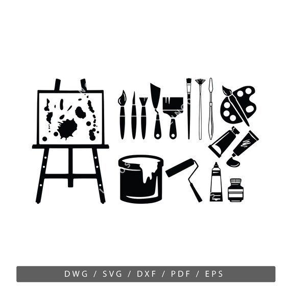 Painting Tool SVG Artist Bundle Vector Equipment Silhouette | Etsy