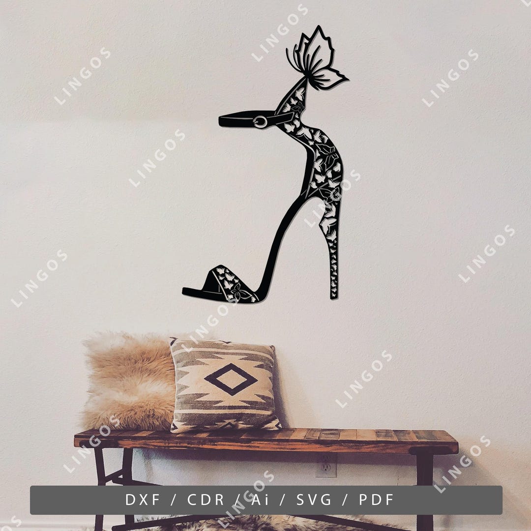 Elegant High Heel Wall Art Design DXF, Laser Cut Stiletto SVG - Etsy