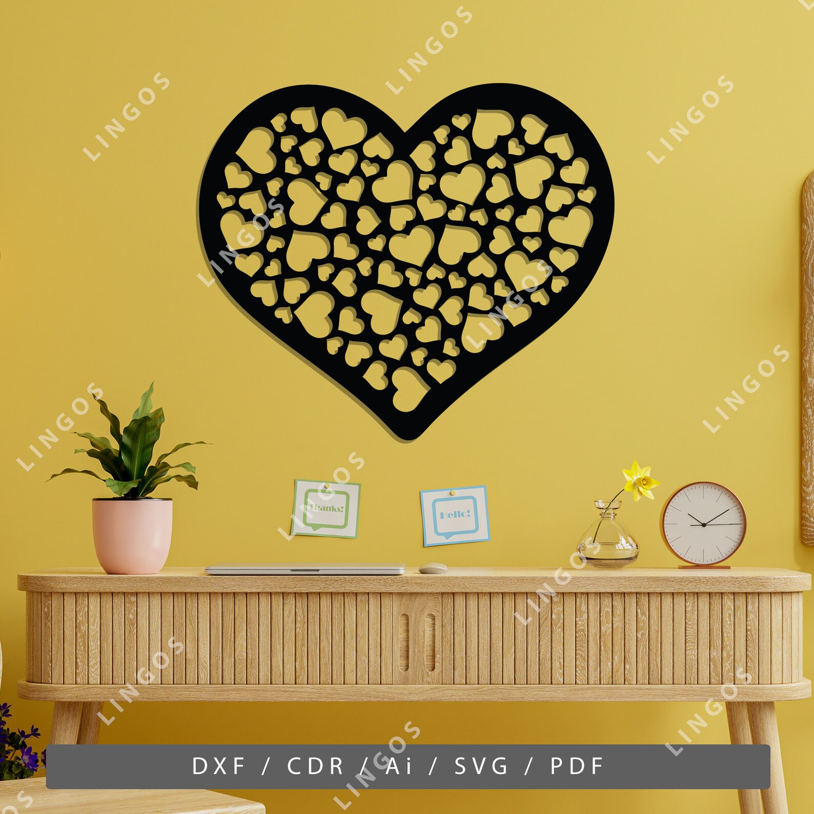 Heart Laser Cut Svg DXF Files Wall Sticker Engraving Decal - Etsy
