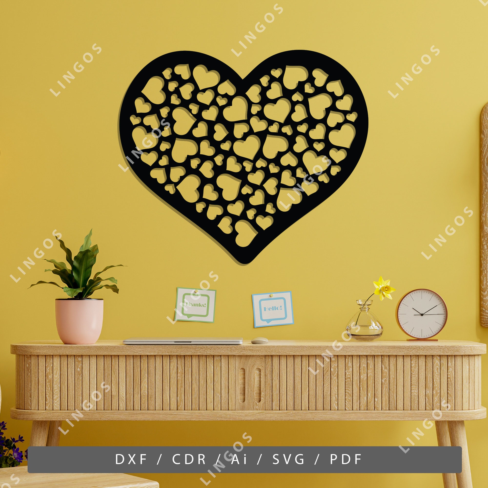 Heart Laser Cut Svg DXF Files Wall Sticker Engraving Decal - Etsy Canada