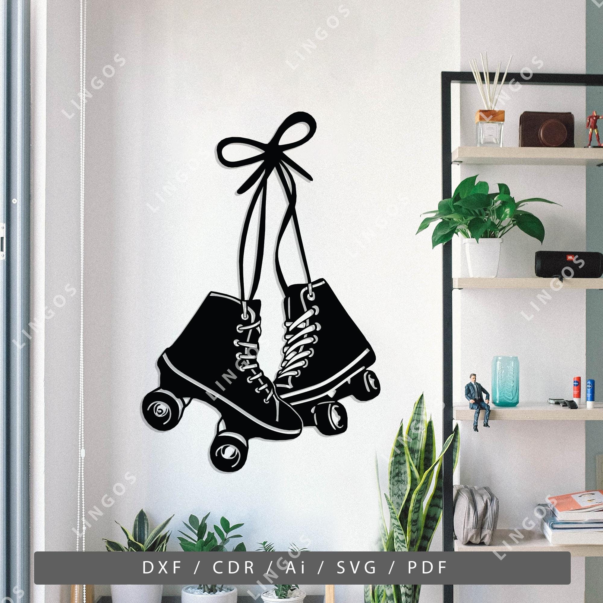Retro Roller Skates Wall Art | Hanging Skates SVG DXF Laser Cut File - Etsy