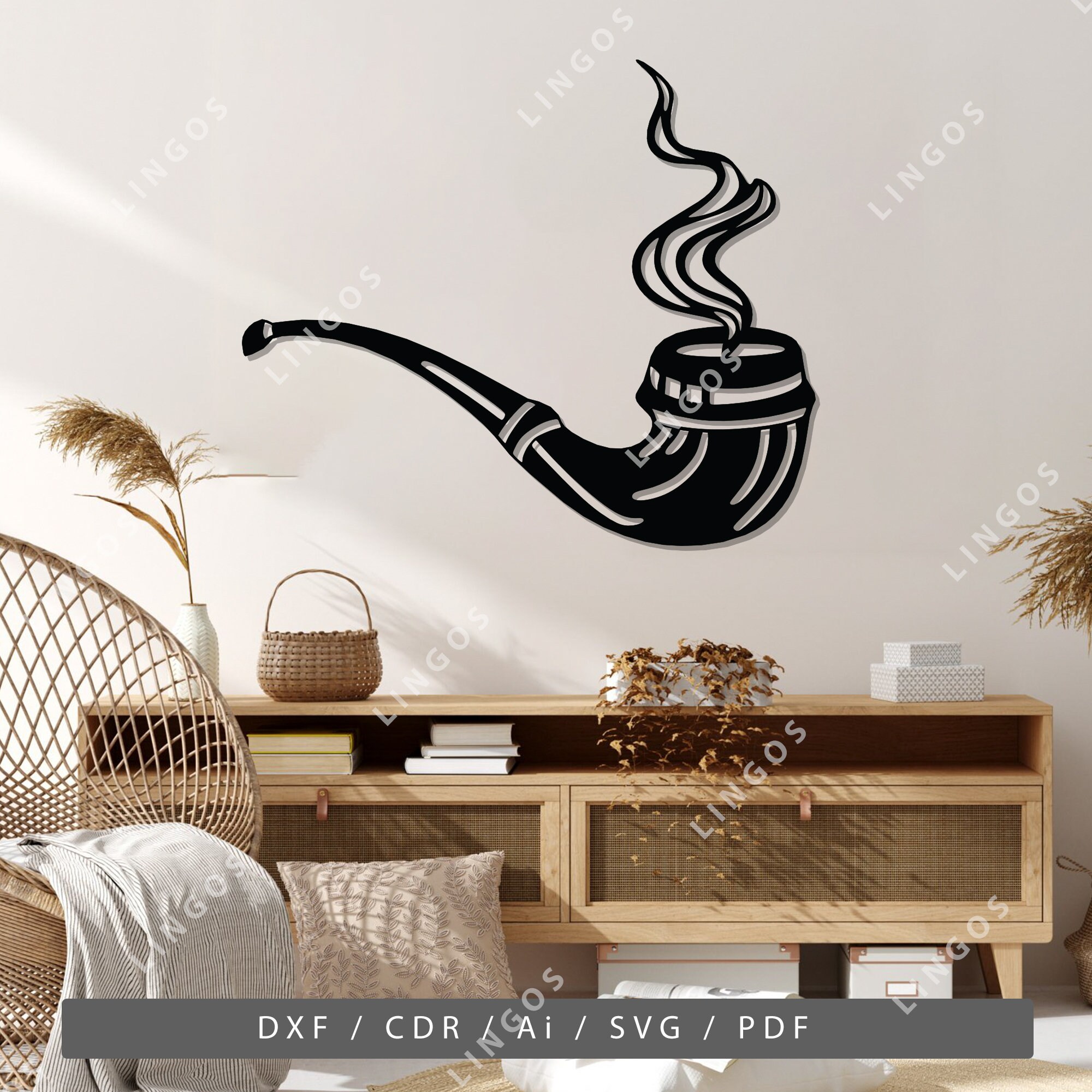 Pipe Design Dxf Smoking Pipe Wall Art Smoke Laser Cut Wall - Etsy
