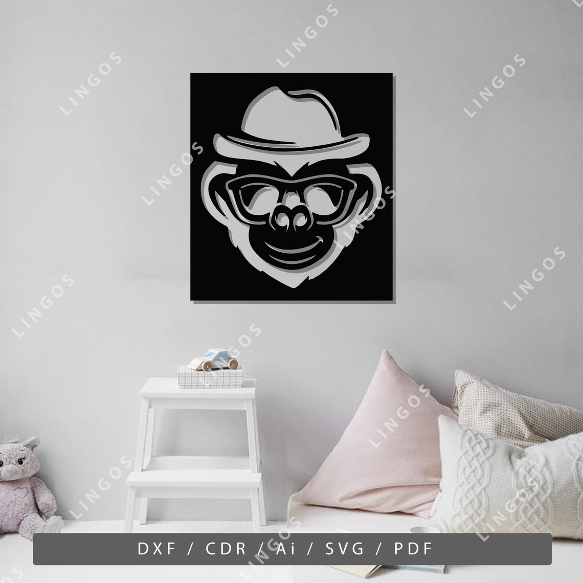 Monkey Vector Cool Monkey DXF File Animal Silhouette Monkey | Etsy