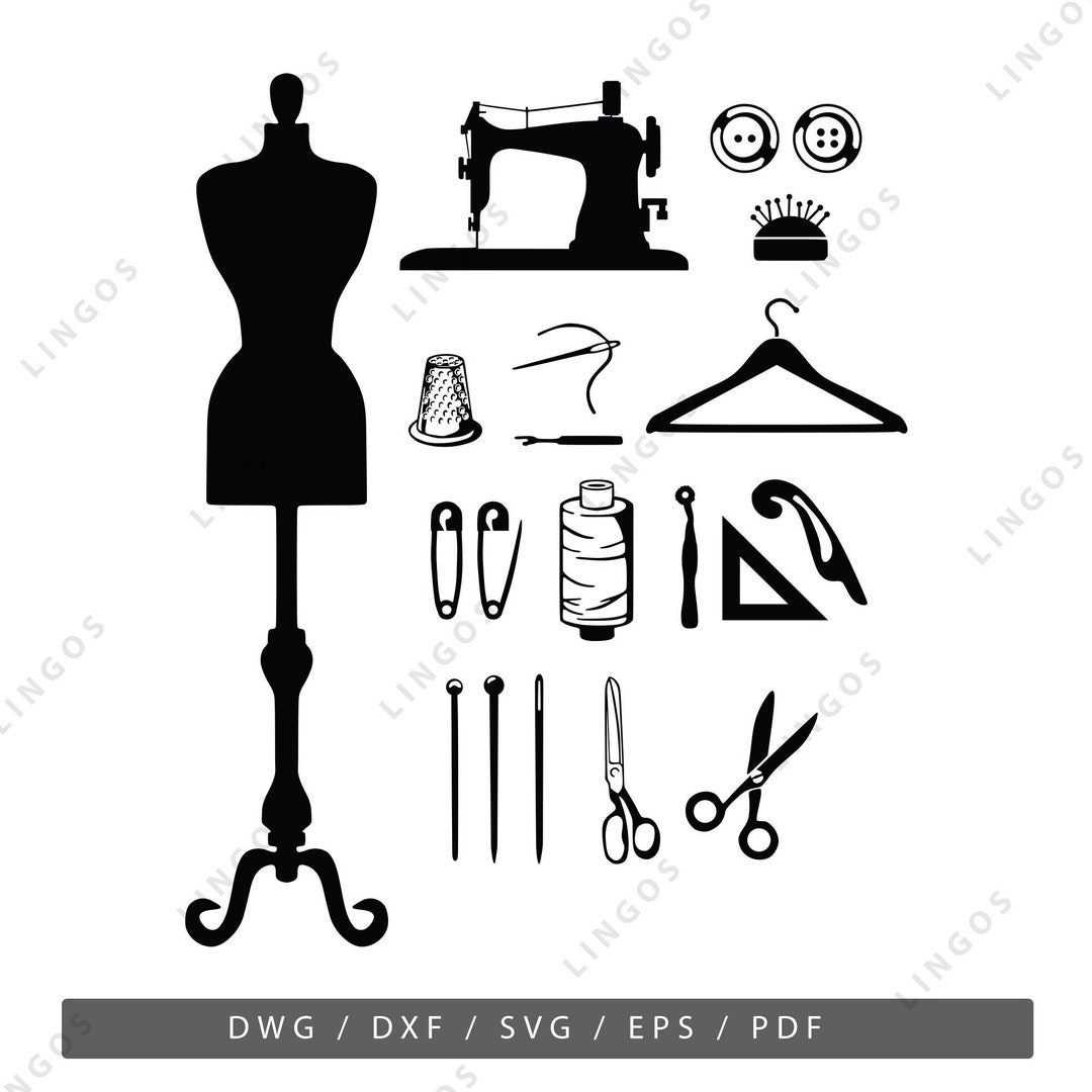 Sewing Equipment Vector, Tailor SVG Bundle, Needlework PDF File, Seam ...