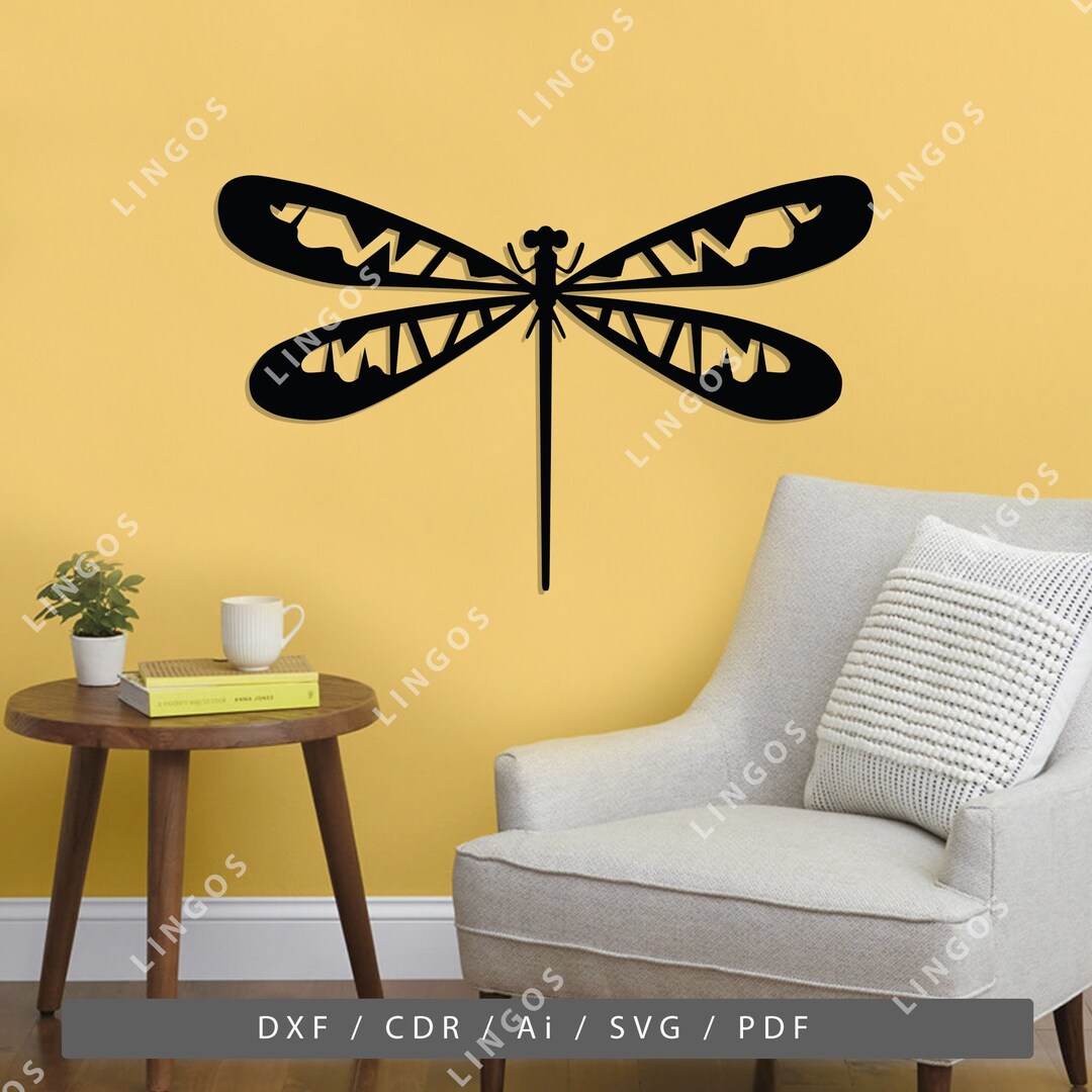 Dragonfly Design Laser Cut Svg Dxf Files Wall Sticker Engraving Decal ...