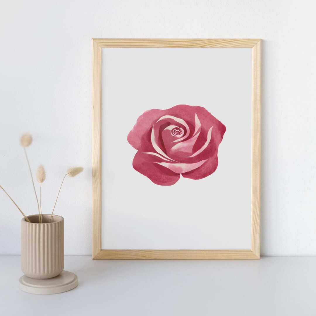 Rose Printable Wall Art, Floral Poster, Watercolor Flower Illustration ...