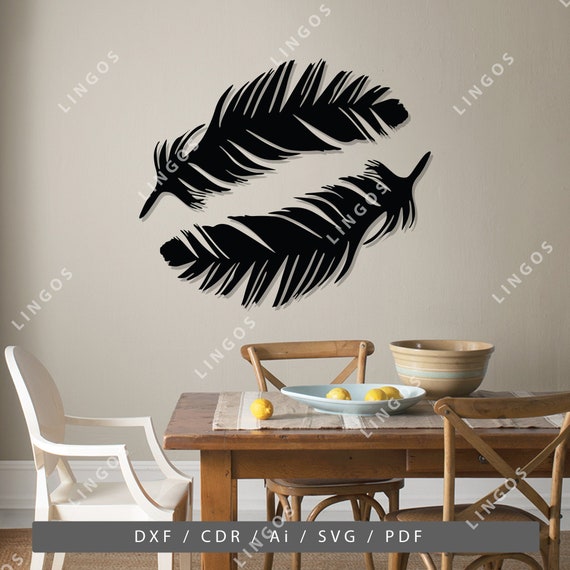 Feather Design Laser Cut Svg Dxf Files Wall Sticker Engraving - Etsy Canada