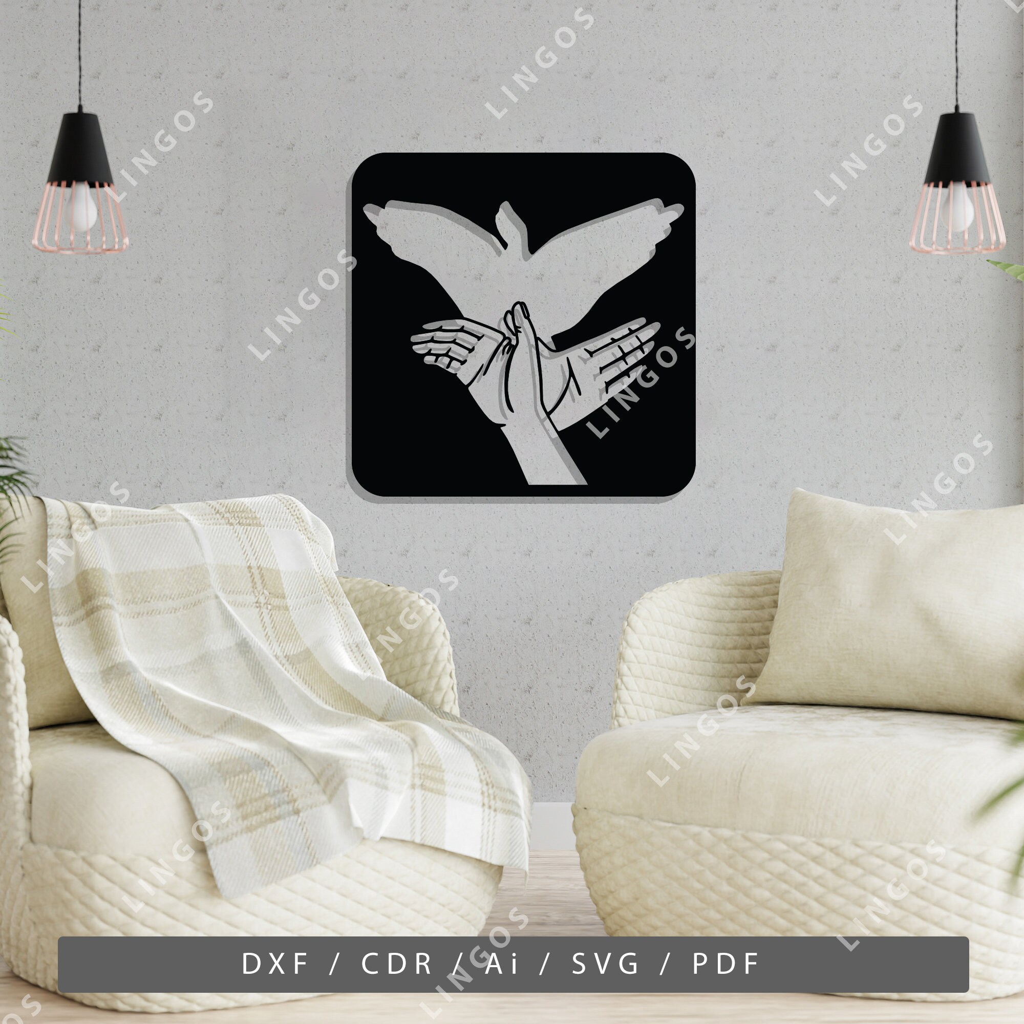 Hand Shadow Bird Vector Finger Shadow Wall Art Animal | Etsy