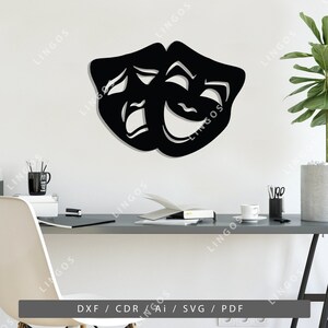 Sock and Buskin Svg, Theater Masks Wall Decor, Comedy and Tragedy DXF ...