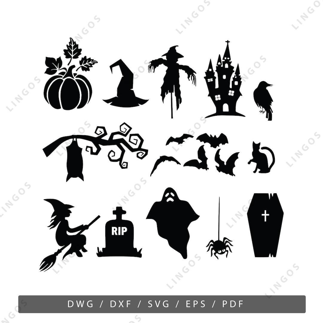 Halloween Silhouette Bundle SVG : Scary DXF - Etsy