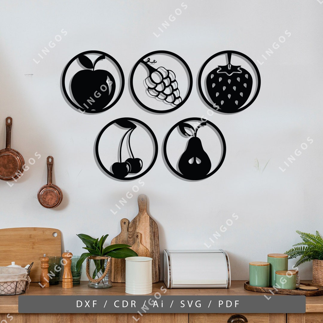 Fruits Design Laser Cut Svg Dxf Files Wall Sticker Engraving Decal ...