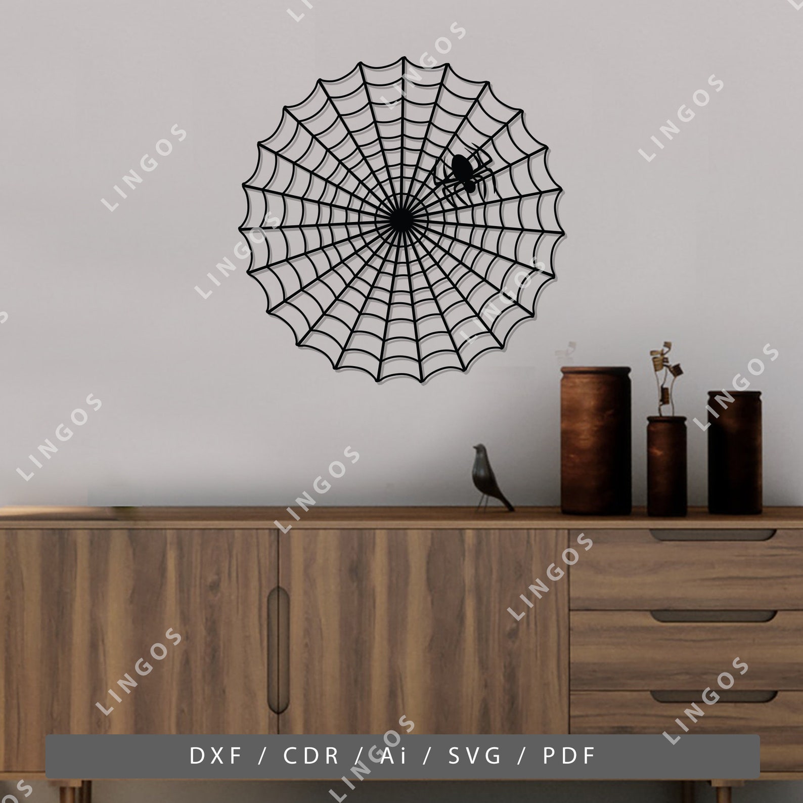 Spider Web Design Laser Cut Svg Dxf Files Wall Sticker - Etsy UK