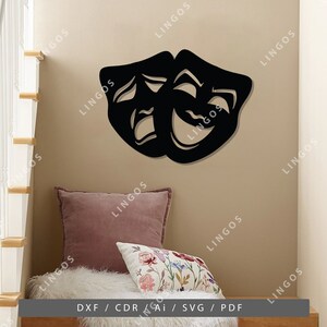 Sock and Buskin Svg, Theater Masks Wall Decor, Comedy and Tragedy DXF ...