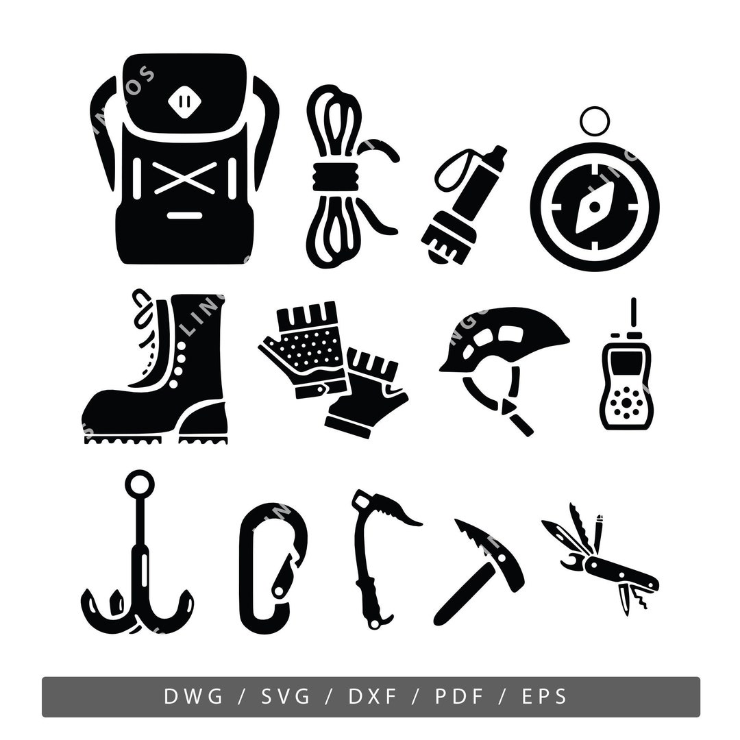 Climbing Equipment Svg , Hiking Clipart, Rock Climber, Rock Climbing ...