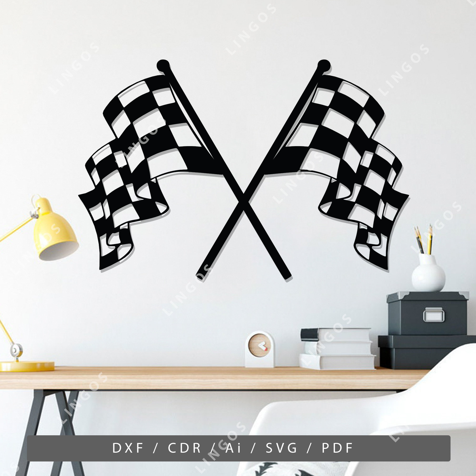 Checkered Racing Flag Vector Silhouette: CNC, Cricut, Laser Cut ...