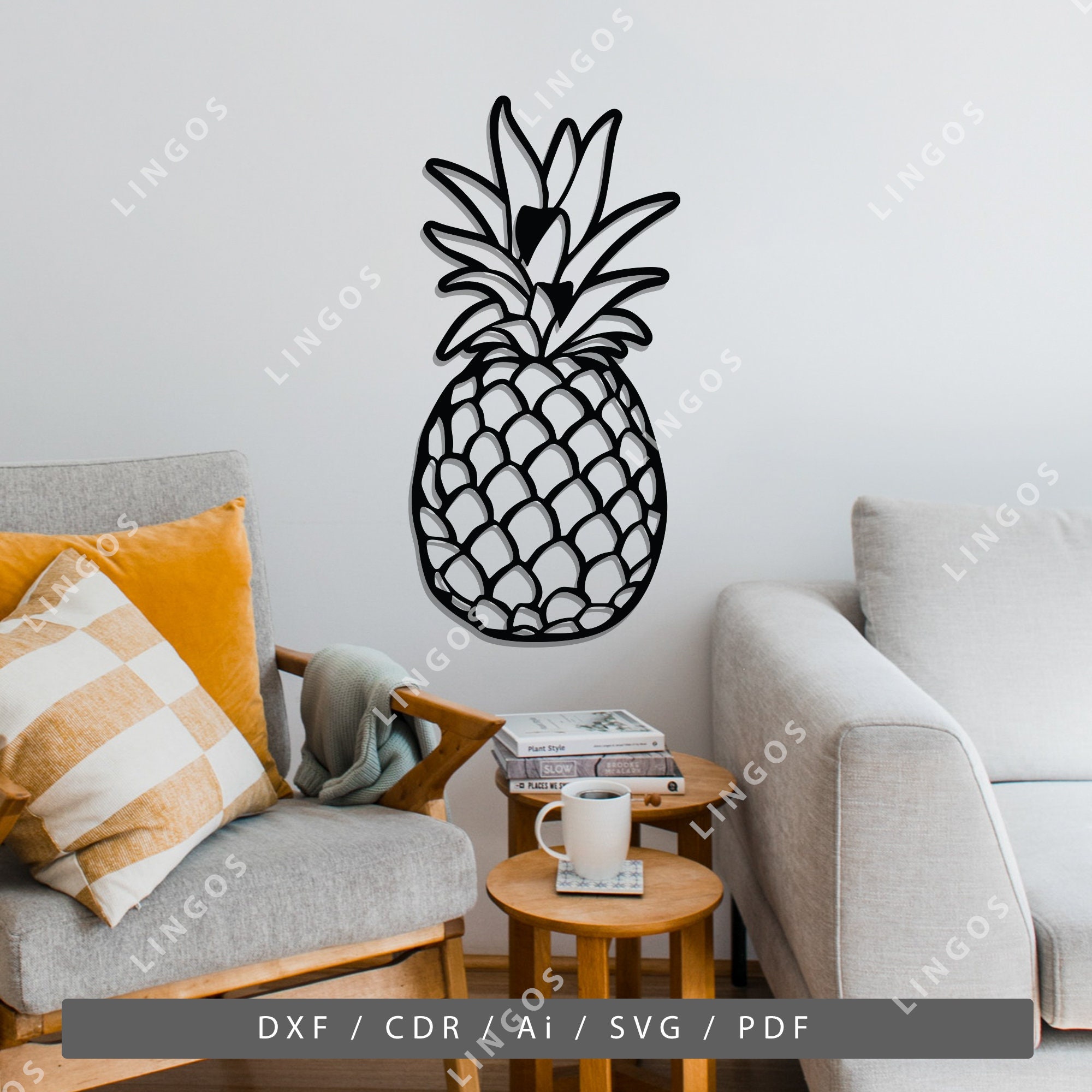 Pineapple SVG File: Geometric CNC Router Laser Cut DXF (digital ...